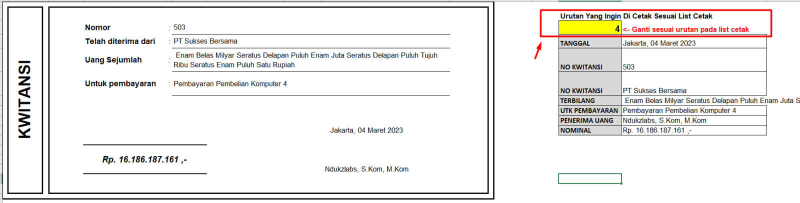 Download Program Template Kwitansi Excel Gratis