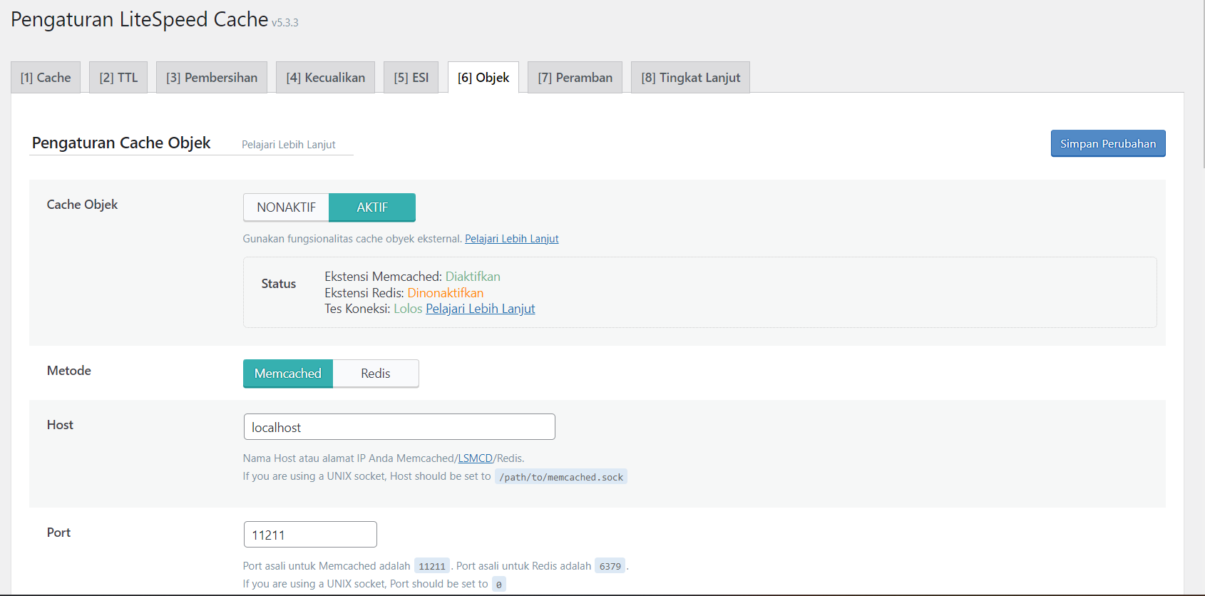 Menggunakan Object Cache pada LSCache (LiteSpeed Cache) dengan Memcached