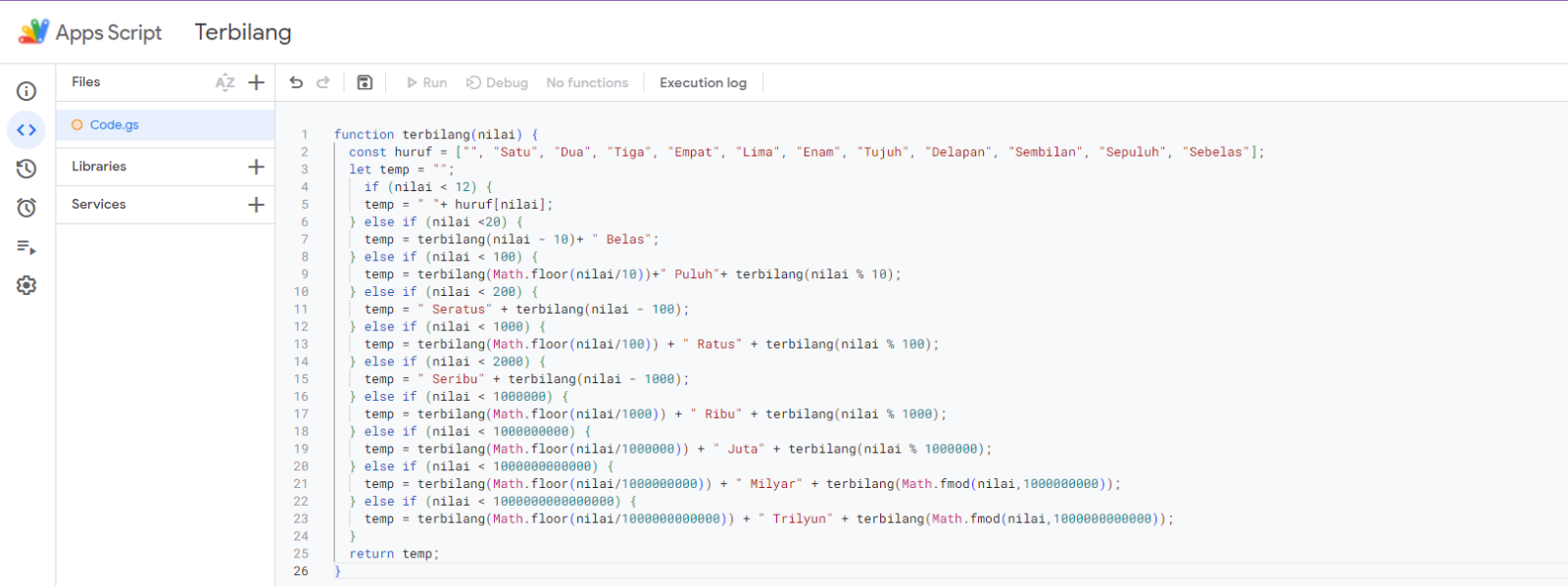 Cara Mudah Membuat Fungsi Terbilang di Google Spreadsheet