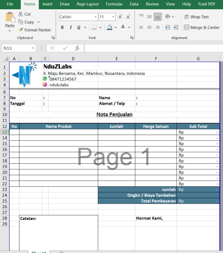 Template Nota Penjualan Yang Bisa Kamu Download dan Edit Secara Gratis
