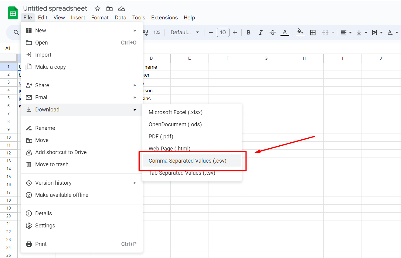 Import / Buka file CSV pada Google Spreadsheet