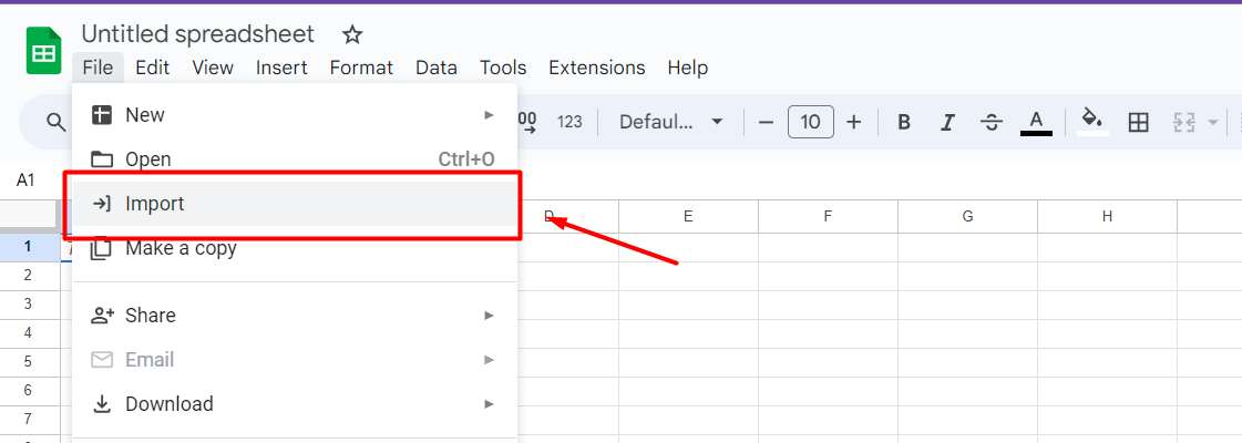 Import / Buka file CSV pada Google Spreadsheet